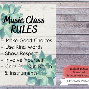 Music Class RULES, Music Room Art, Music Room Poster, Music Teacher ...