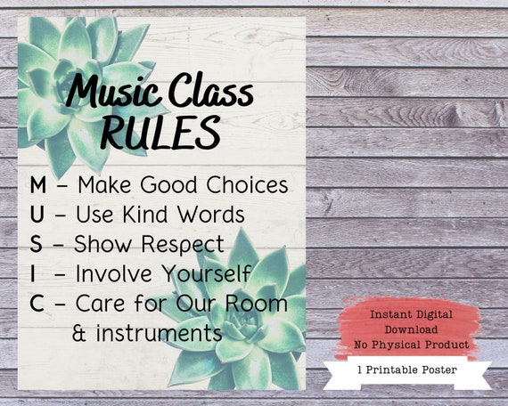 Music Class RULES Music Room Art Music Room Poster Music | Etsy