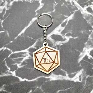 D20 Keychain, D20 Yeet, Yeet 20 Oof, D20 Dice Keychain, D20 Gift, RPG ...
