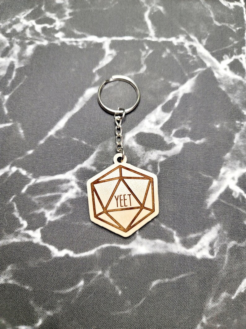 D20 Keychain, D20 Yeet, Yeet 20 Oof, D20 Dice Keychain, D20 Gift, RPG ...