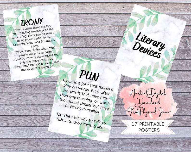 Printable Poster Set Literary Posters Literary Devices - Etsy