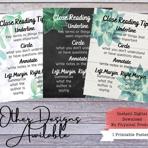 English Classroom Poster, English Teacher, Literature Poster, Reading ...