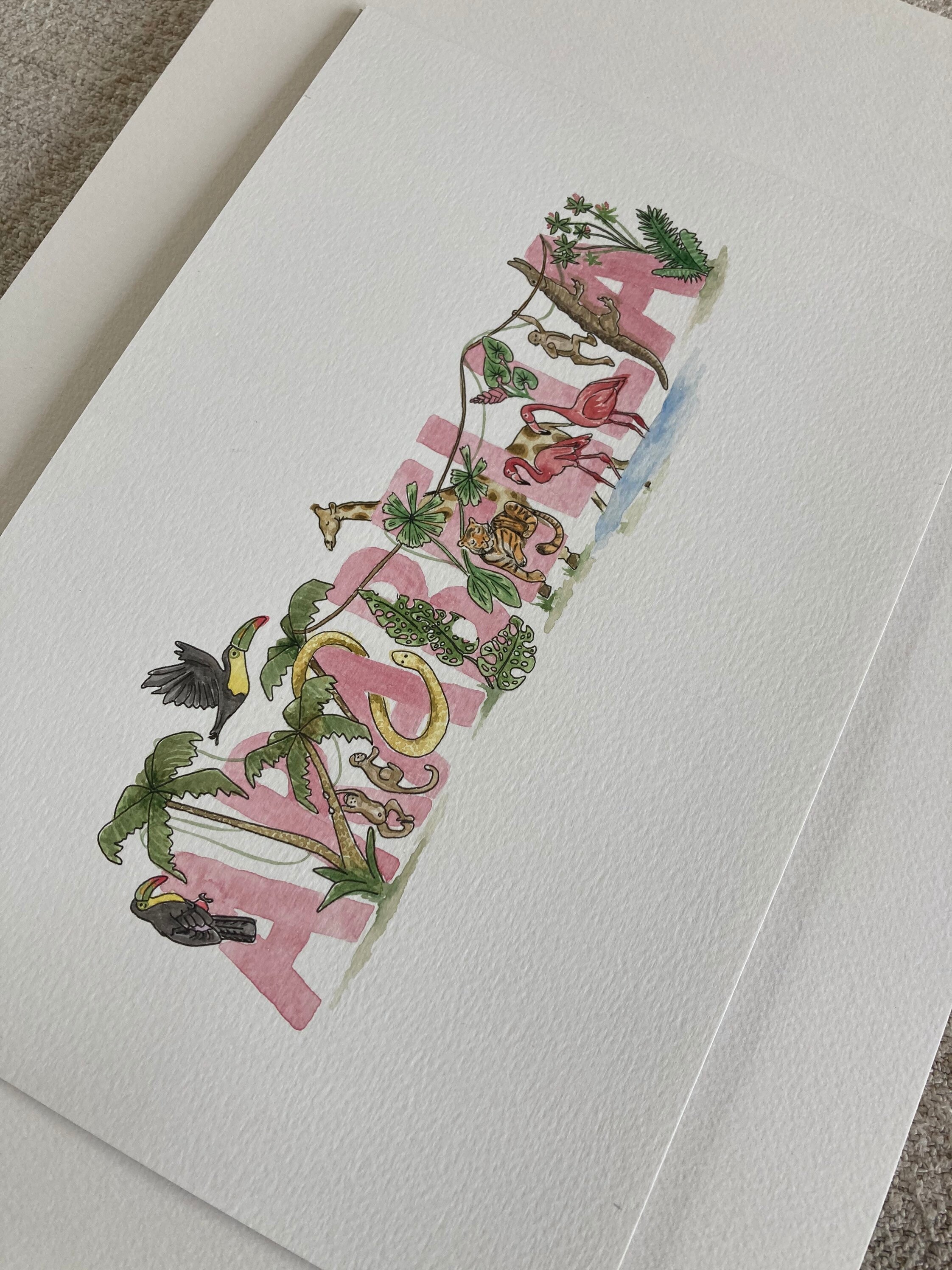 Personalised Name Print Created as an Original, Name Art, New Baby Gift ...