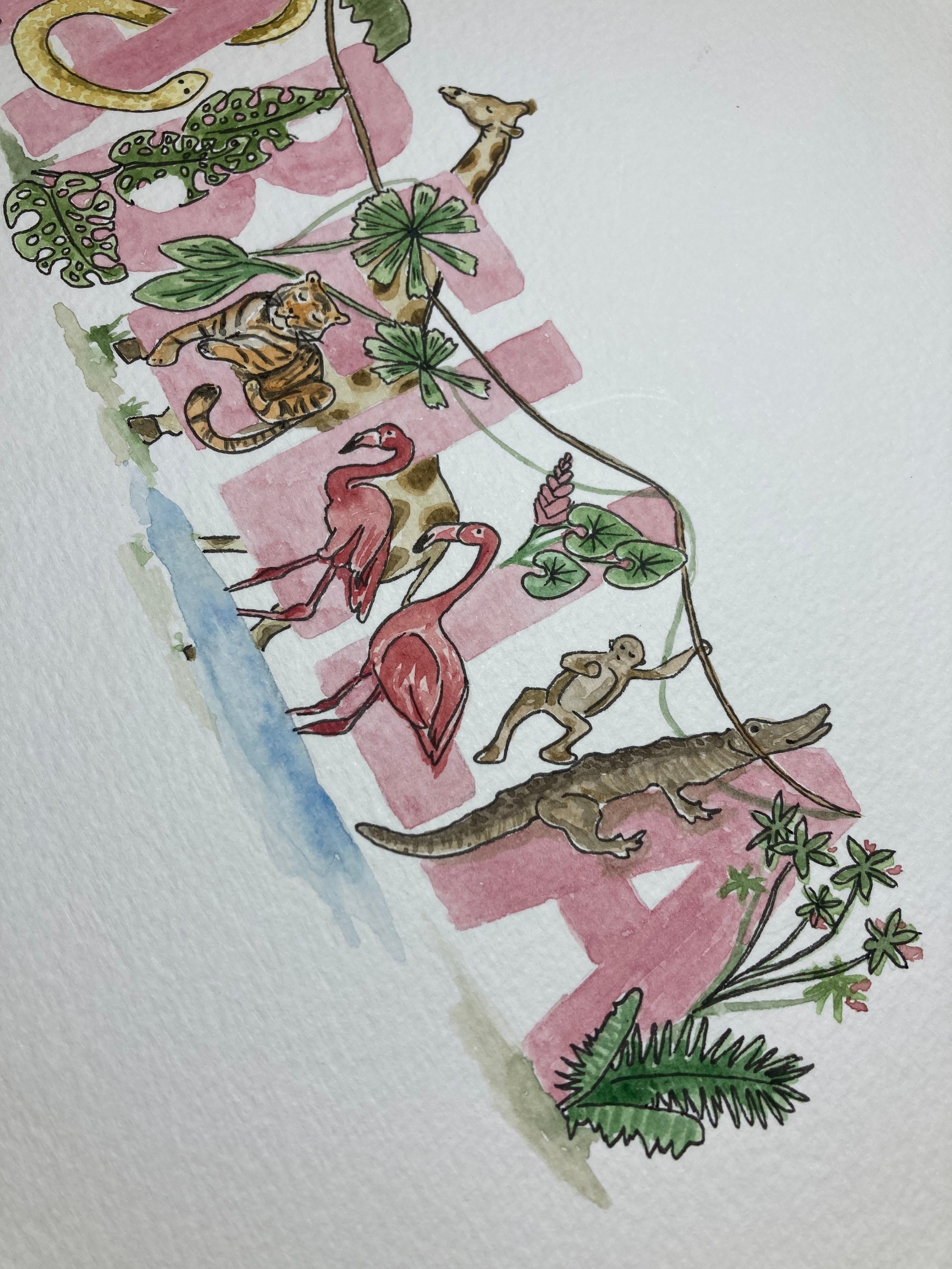 Personalised Name Print Created as an Original, Name Art, New Baby Gift ...