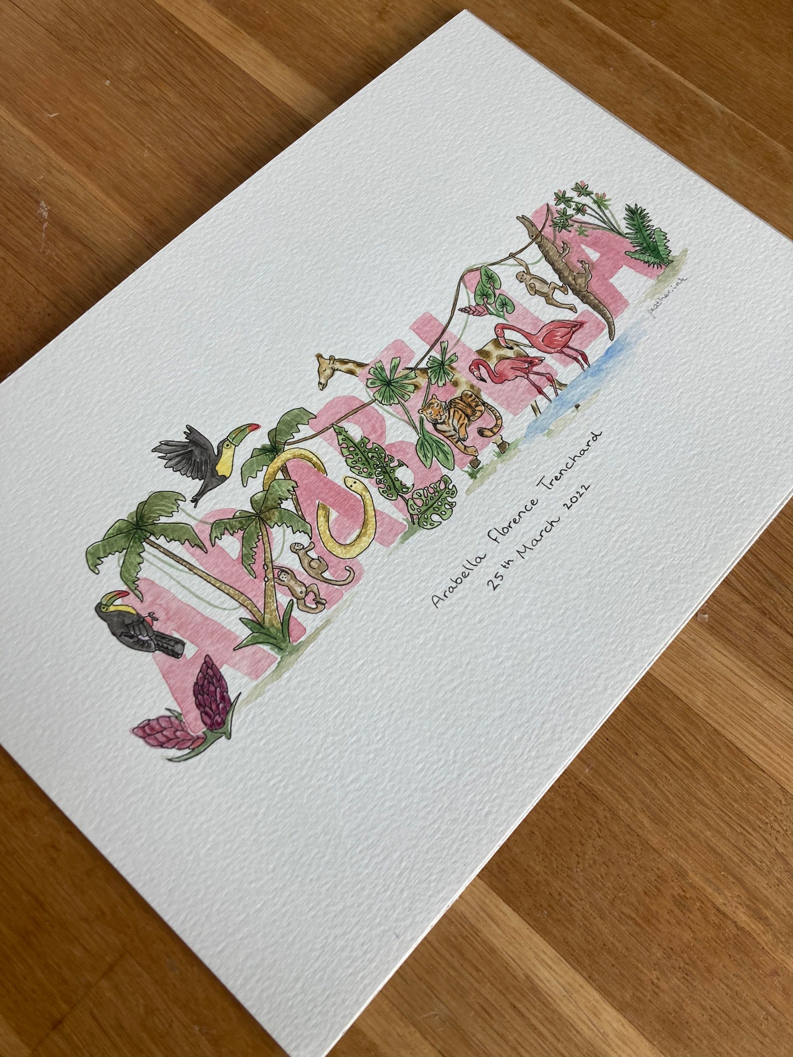 Personalised Name Print Created as an Original, Name Art, New Baby Gift ...