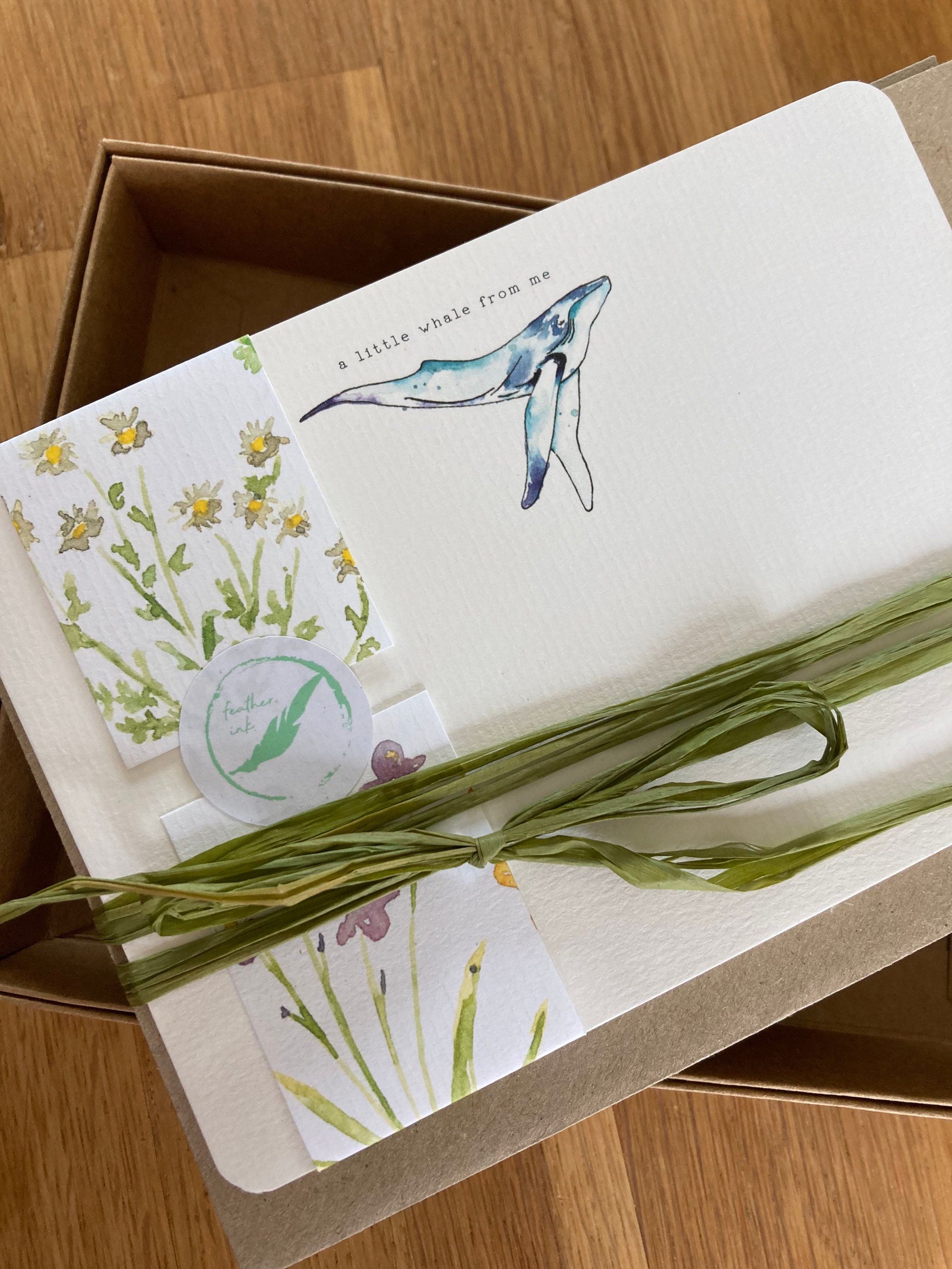 Whale notelets (Pack of 10) — feather.ink
