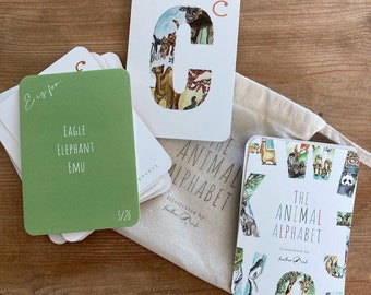 Watercolor Animal Alphabet Flashcards ABC Learning Kids - Etsy