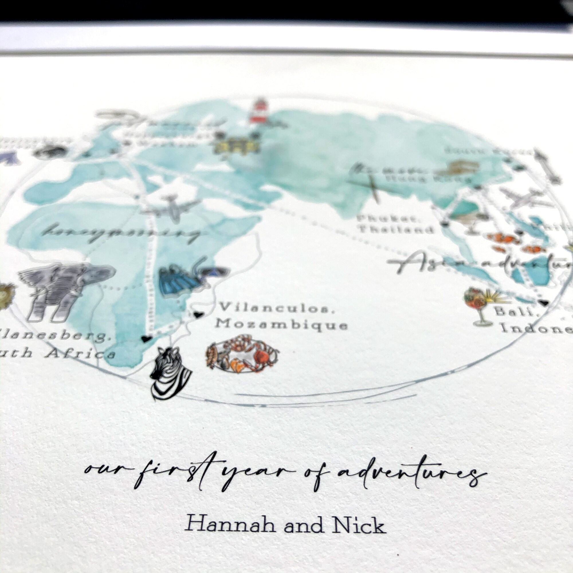 Custom Illustrated Watercolour Map of Adventures Gift - Etsy