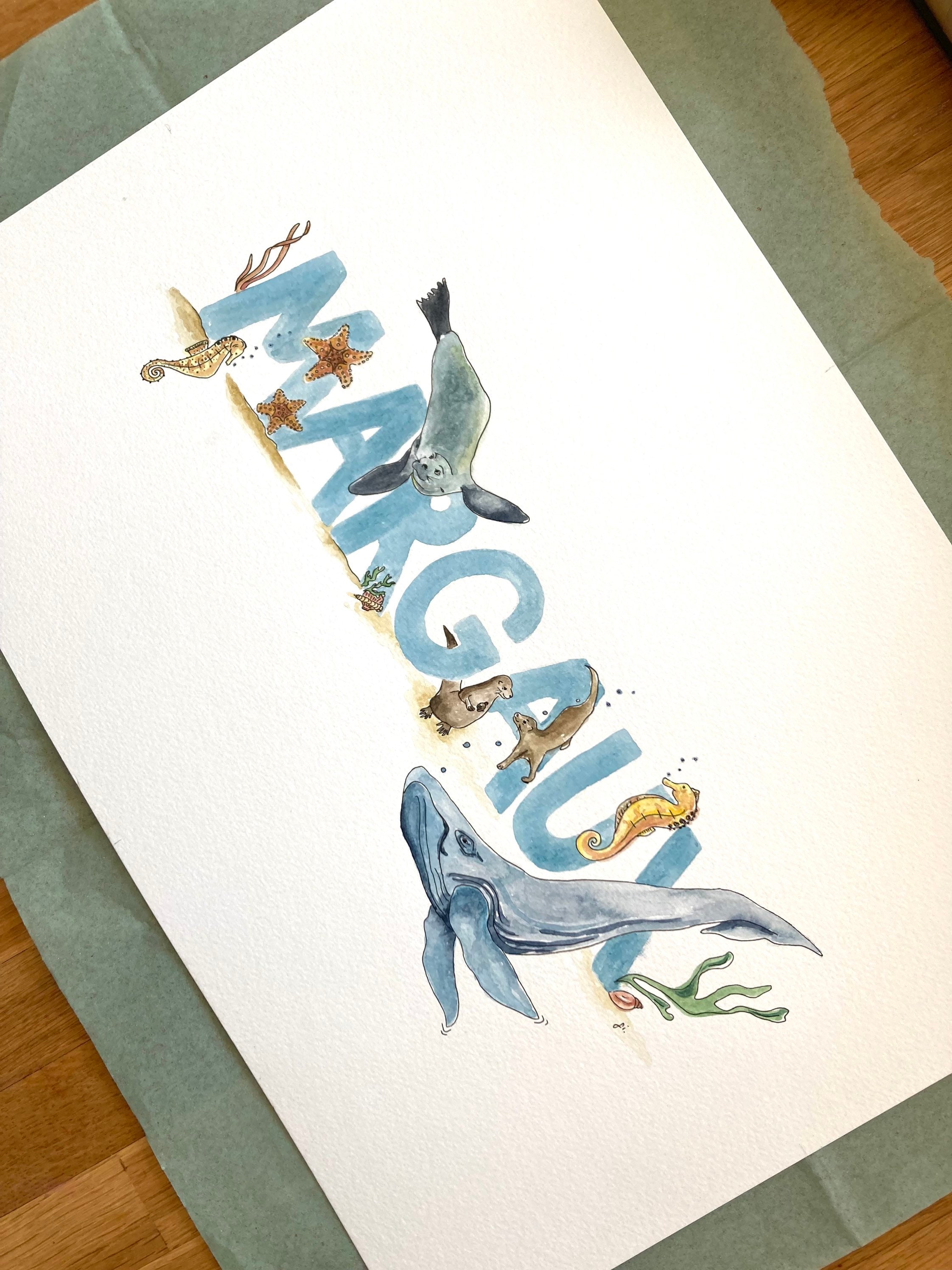 Personalised Name Print Created as an Original, Name Art, New Baby Gift ...