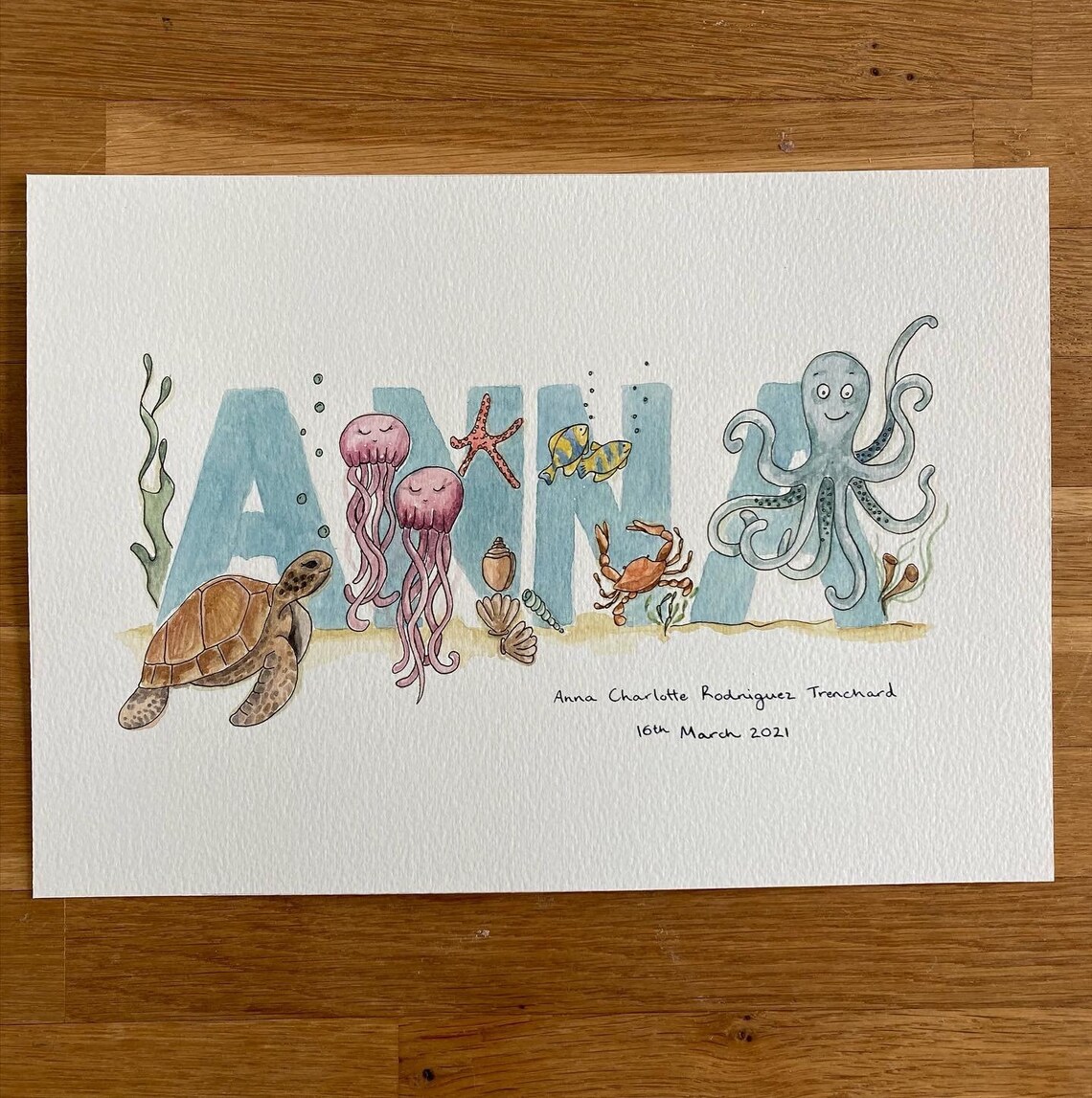 Personalised Name Print Created as an Original, Name Art, New Baby Gift ...