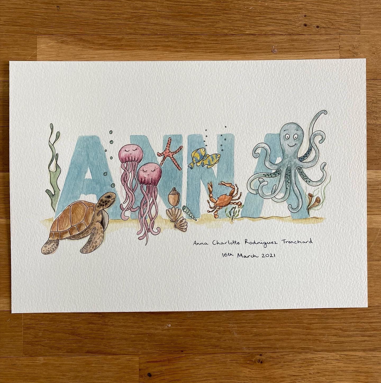 Personalised Name Print Created as an Original, Name Art, New Baby Gift ...