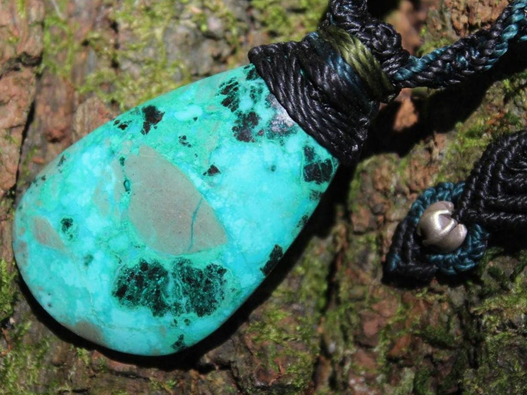 AUSTRALIAN Gem Silica CHRYSOCOLLA Pendant,natural Malachite Necklace ...