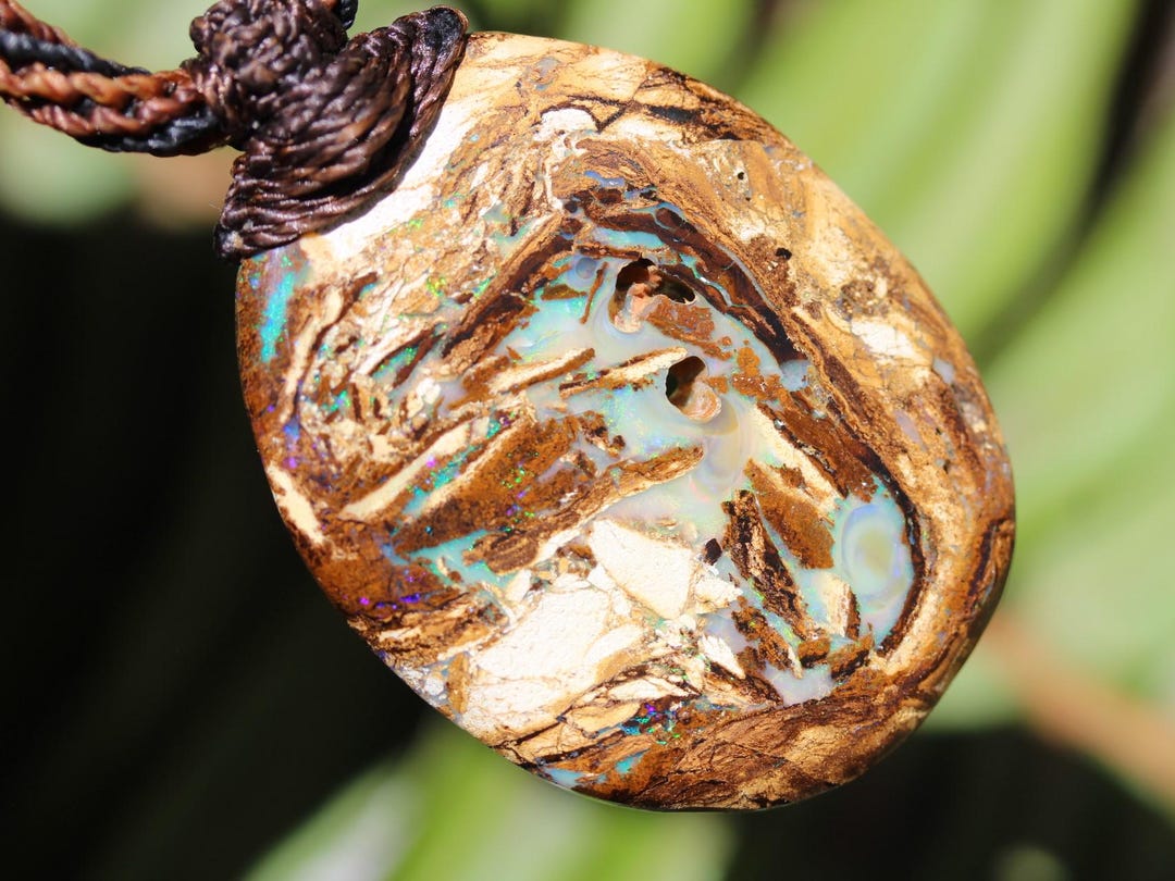 Crystal OPAL Necklace, Authentic Jundah Opal Fossil Necklace Talisman ...