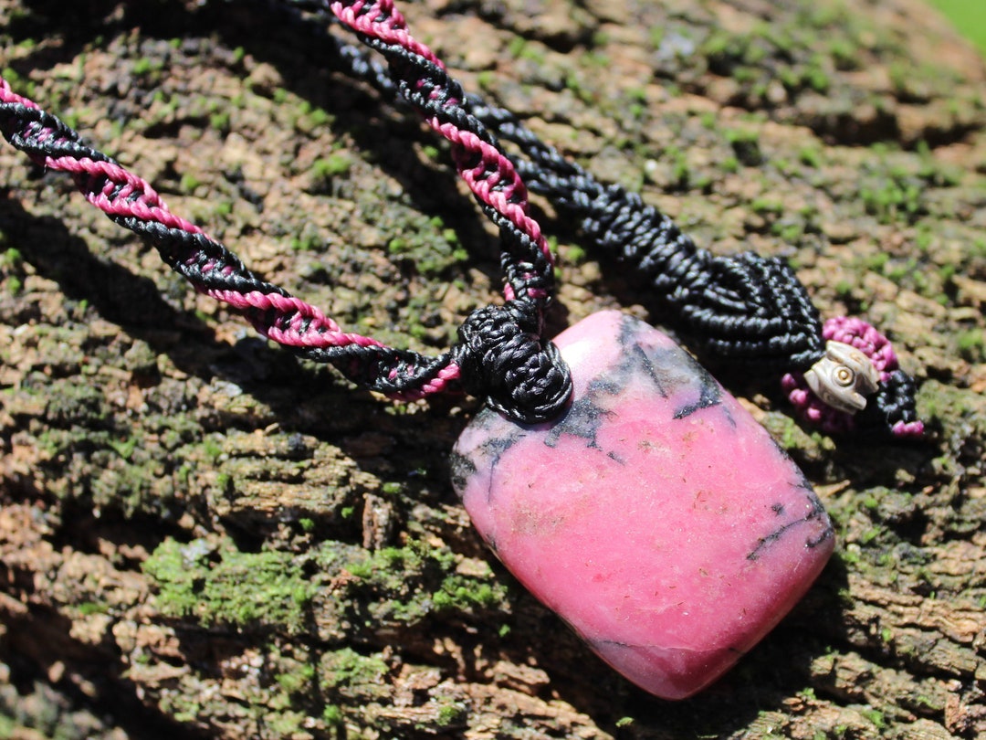 Australian Rhodonite Crystal Healing,rhodonite Necklace,tribal Pendant ...