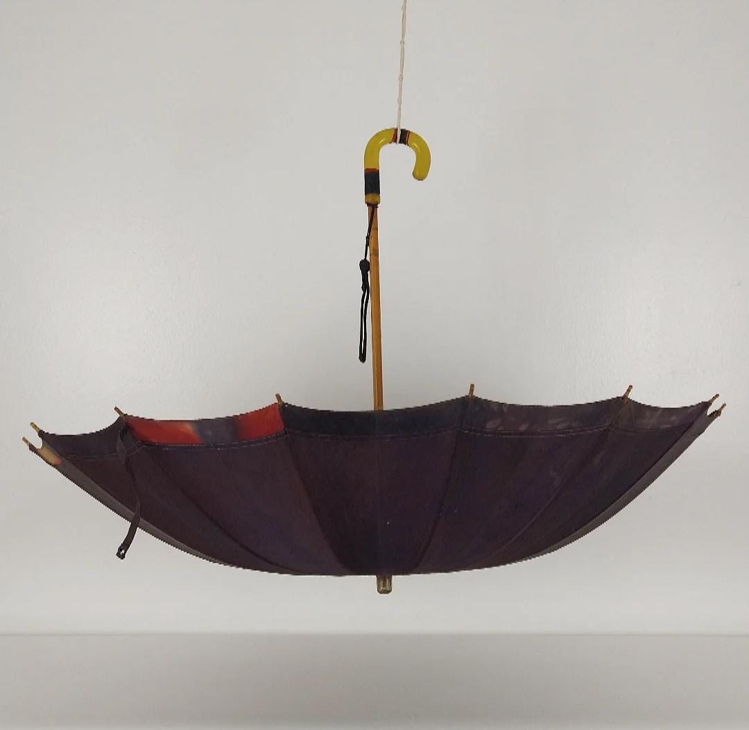 Ombre Rainbow Edged Black Woven Vintage Umbrella Yellow Handle 1930s - Etsy