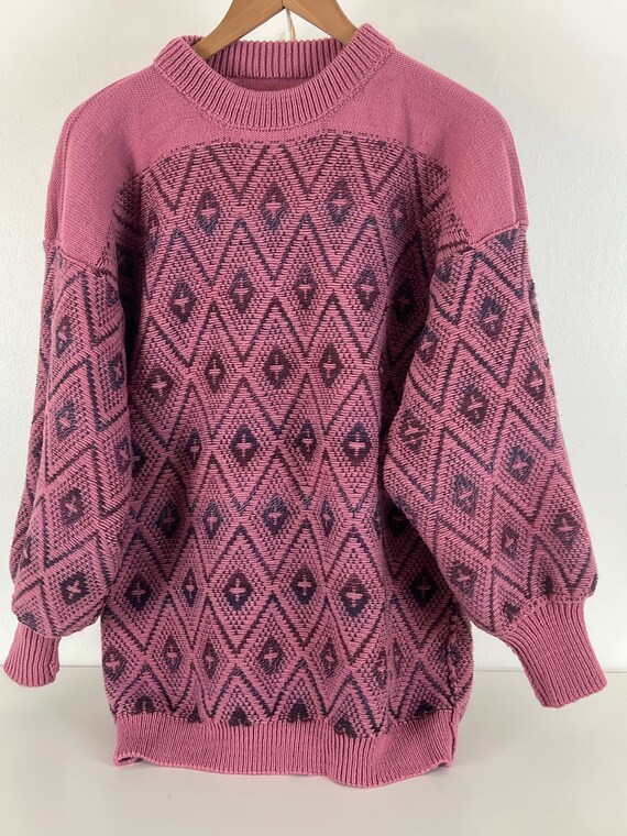 Grape & Dusky Pink Diamond Pattern Vintage Handmade K… - Gem