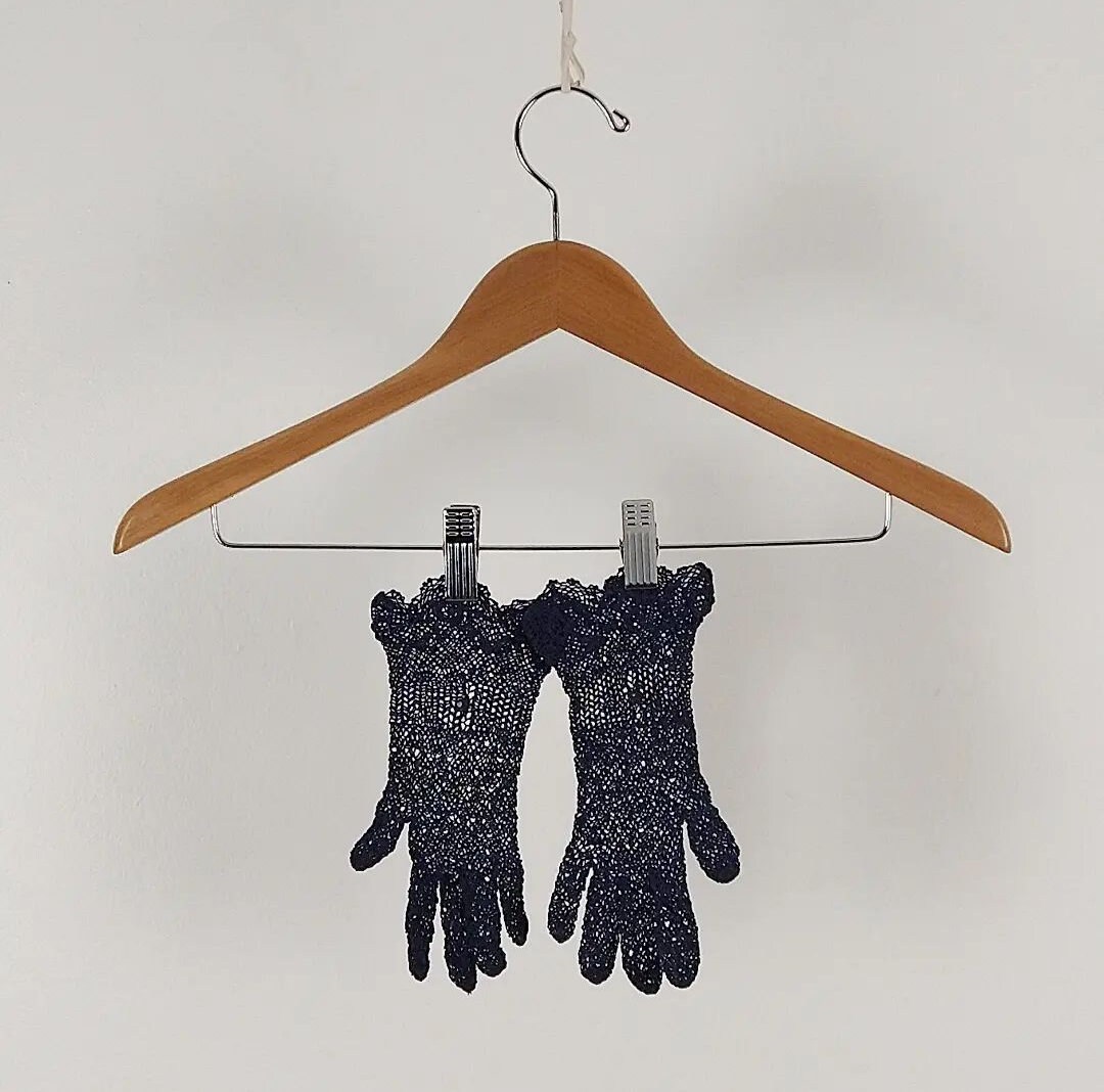 Navy Blue Handmade Fishnet Mourning Gloves - Etsy