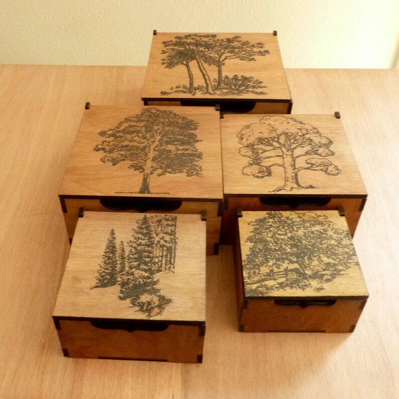 Custom 5 1/4 X 5 1/4 X 3 Wood Engraved Storage Boxes With - Etsy