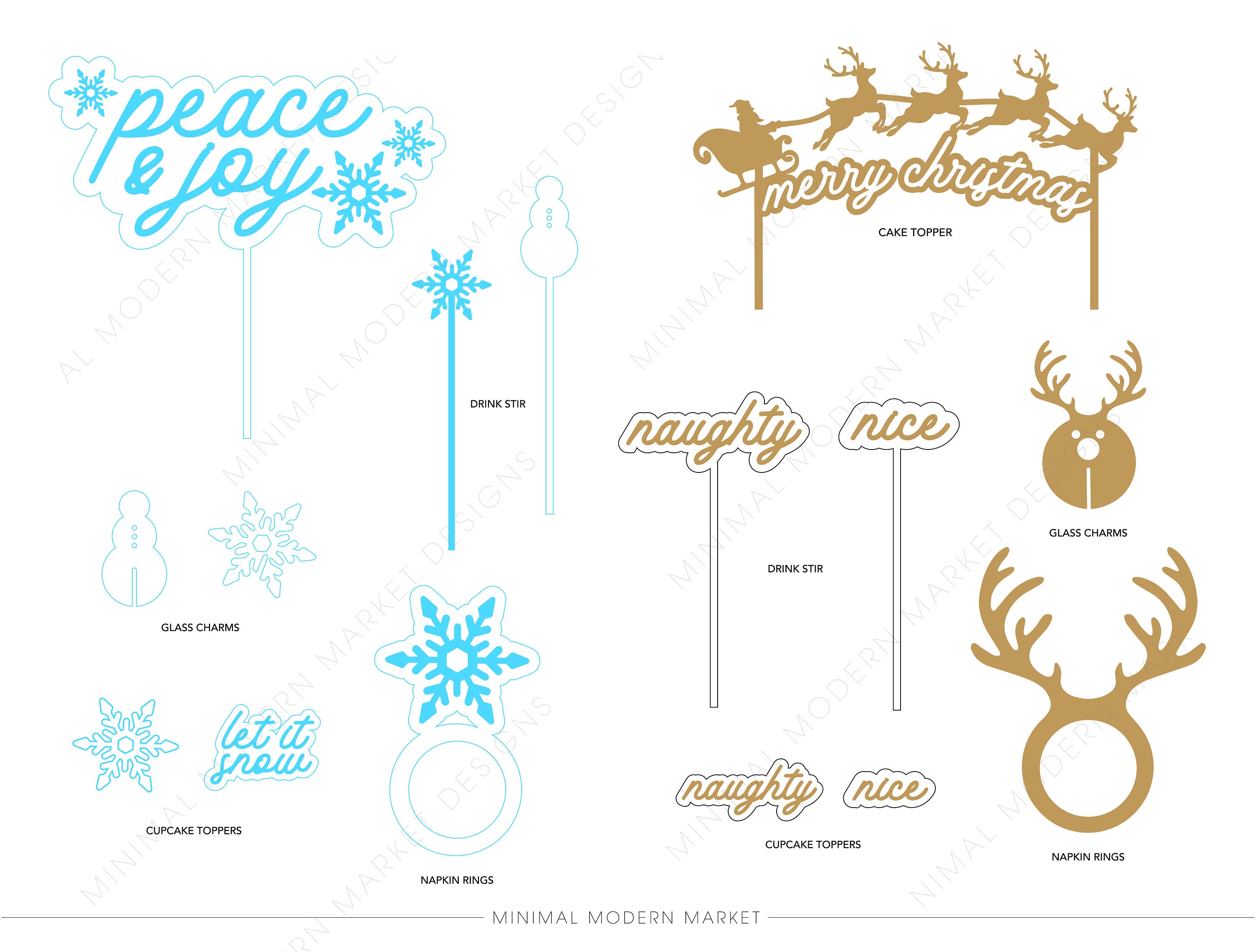 Christmas Holiday Party SVG Bundle Drink Charm Cake Topper - Etsy