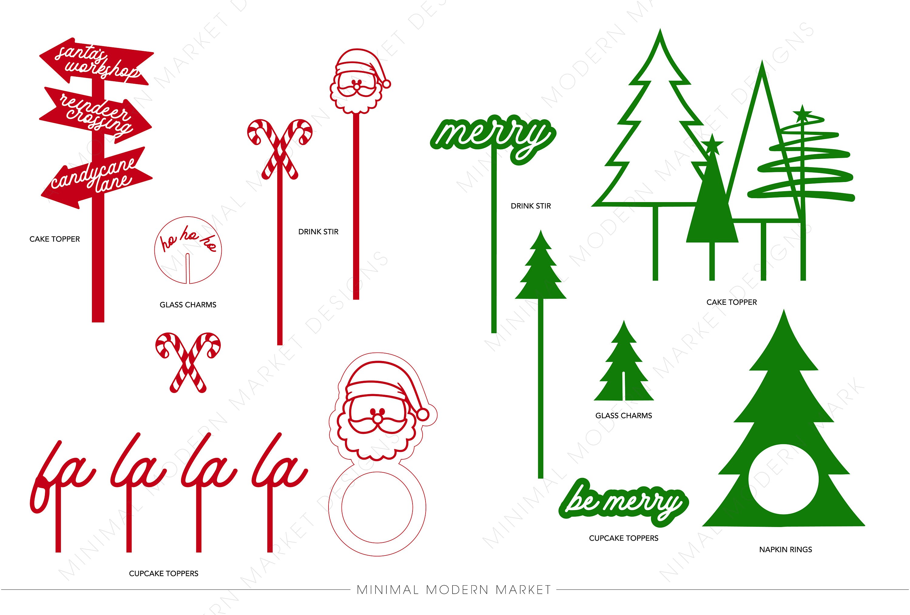 Christmas Holiday Party SVG Bundle, Drink Charm, Cake Topper, Drink ...