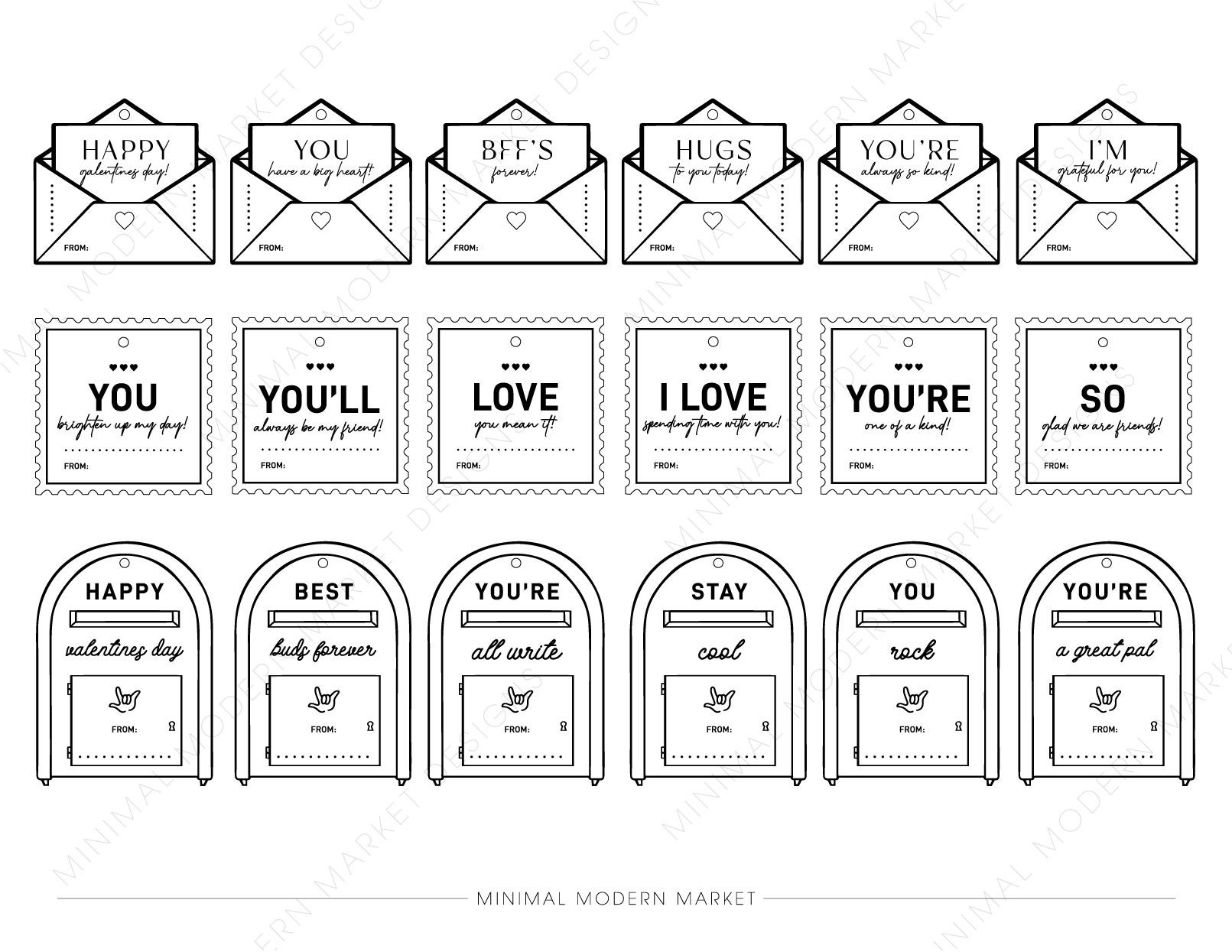 18 Postal Valentine Tags SVG Bundle Digital Files, Glowforge, Laser ...