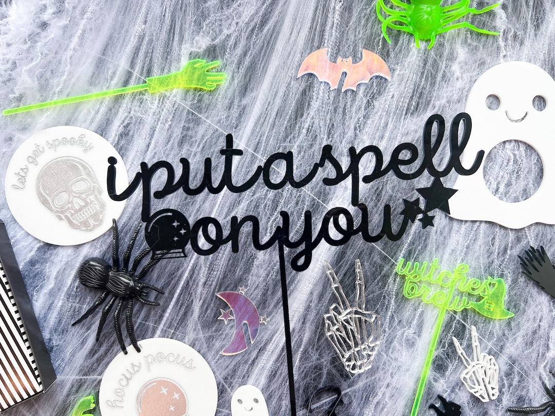 36 Piece Halloween Party SVG Bundle, Drink Charm, Cake Topper, Drink ...
