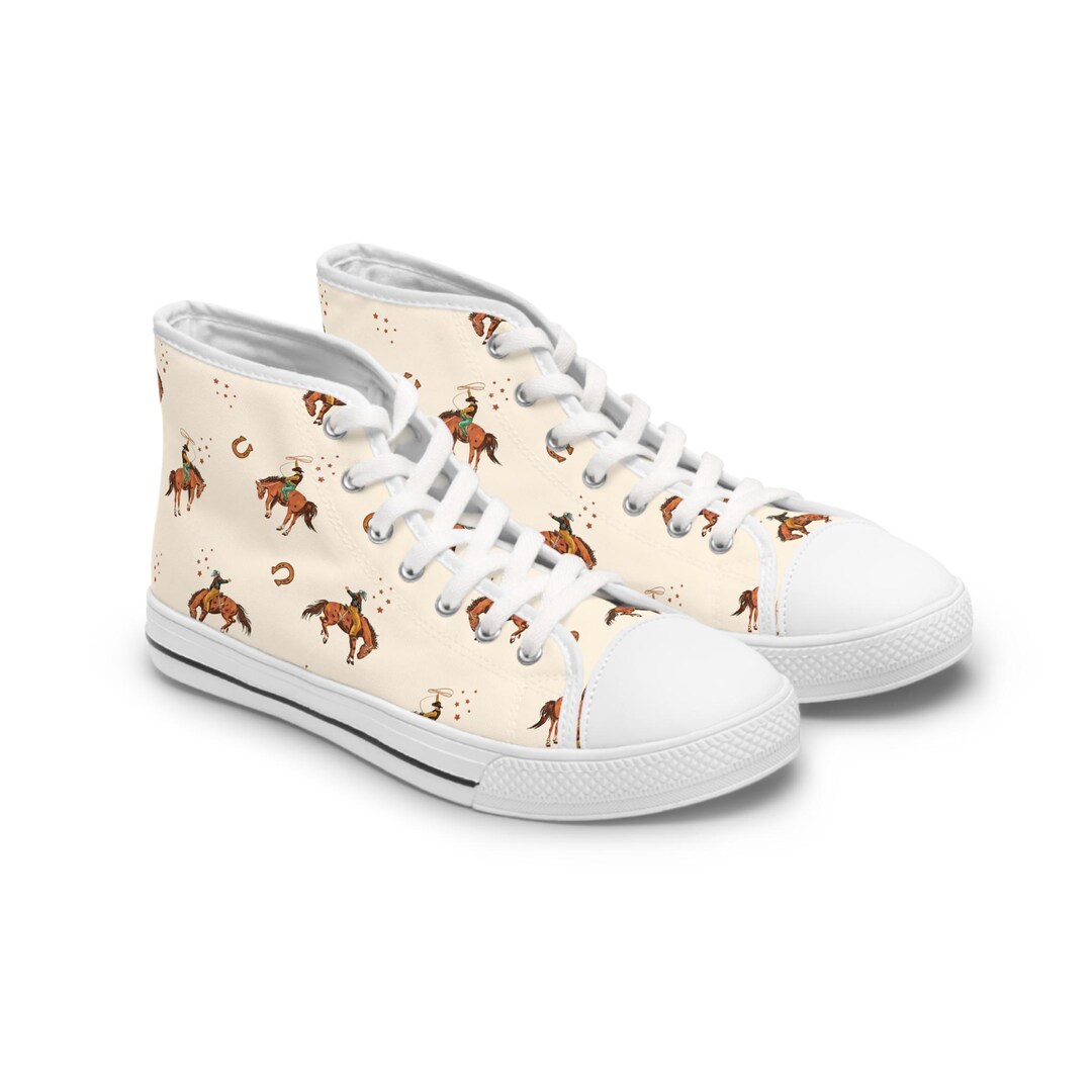 Western Cowboys Horses Women's High Top Sneakers - Etsy