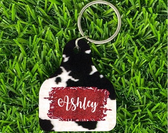 Cow Tag Keychain - Etsy