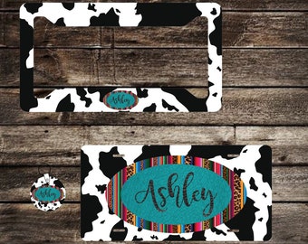 Cow Print Monogram License Plate Personalized License Plate - Etsy