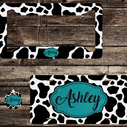 Cow Print Monogram License Plate Personalized License Plate - Etsy