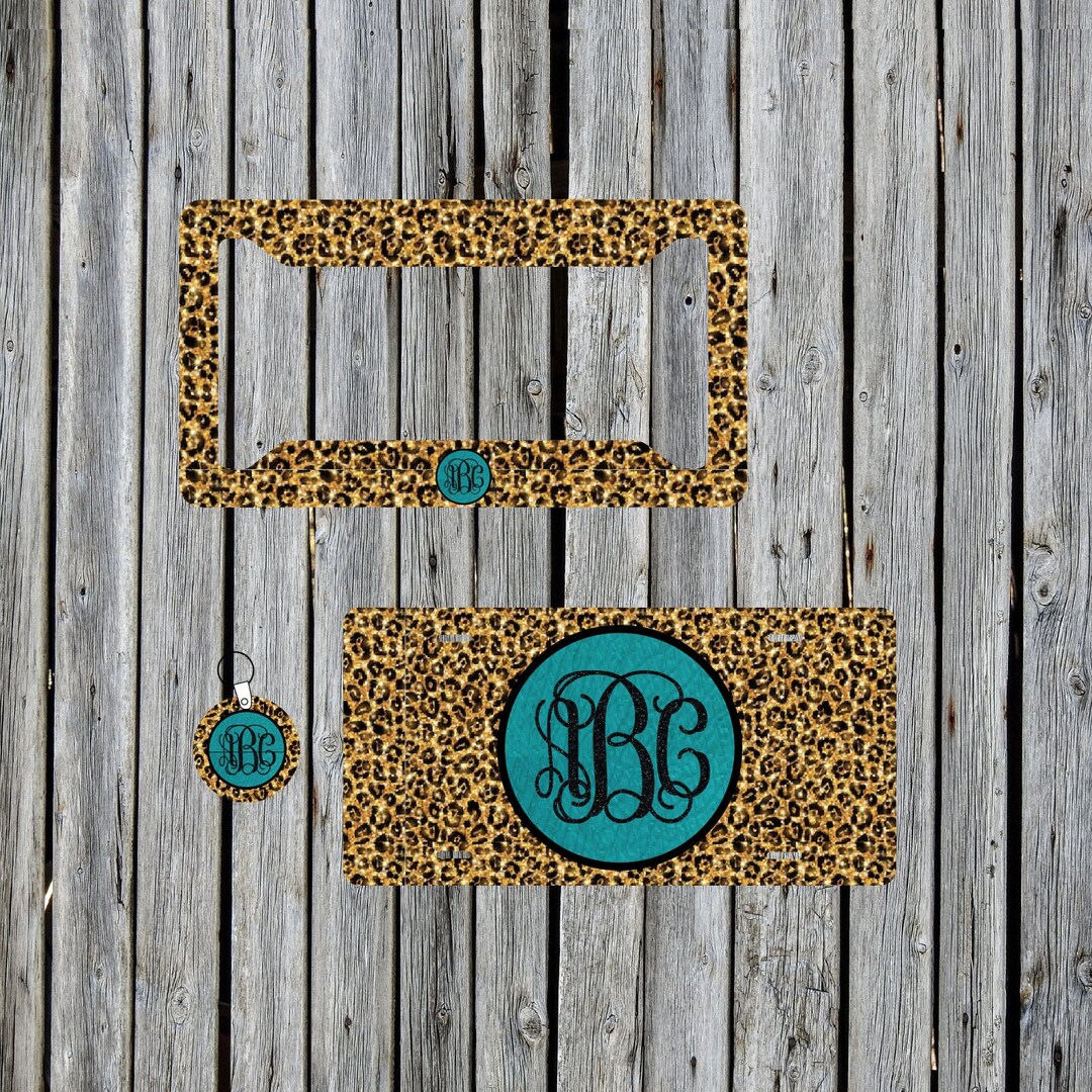 Glitter Leopard Monogram License Plate, Personalized License Plate ...