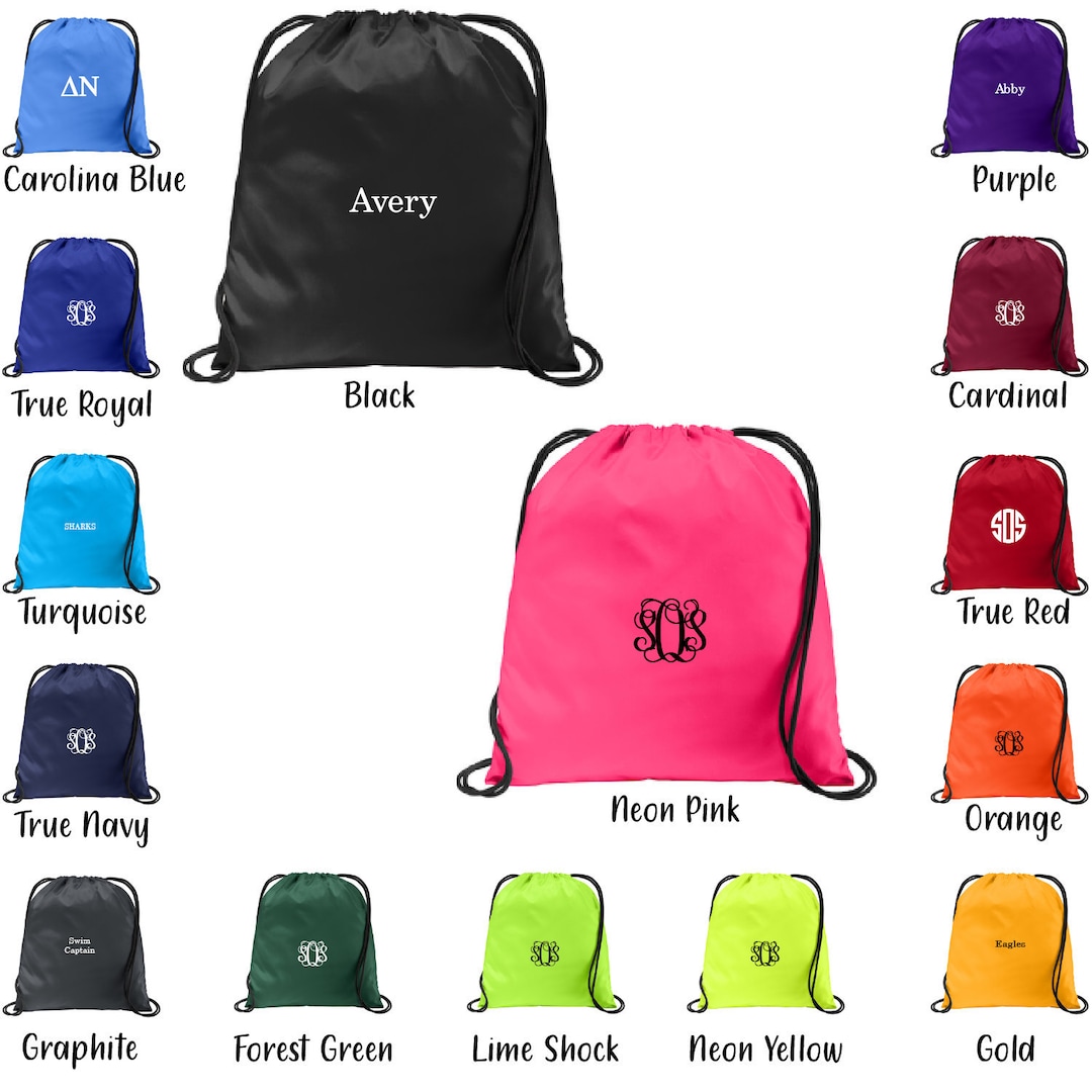Embroidered Monogram Cinch Sack, Monogrammed Cinch Sack, Embroidered ...