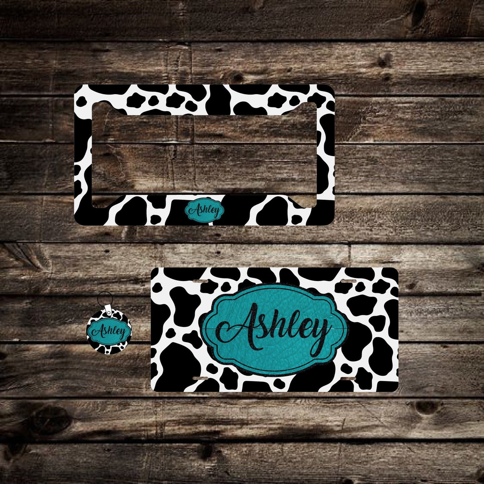Cow Print Monogram License Plate Personalized License Plate - Etsy