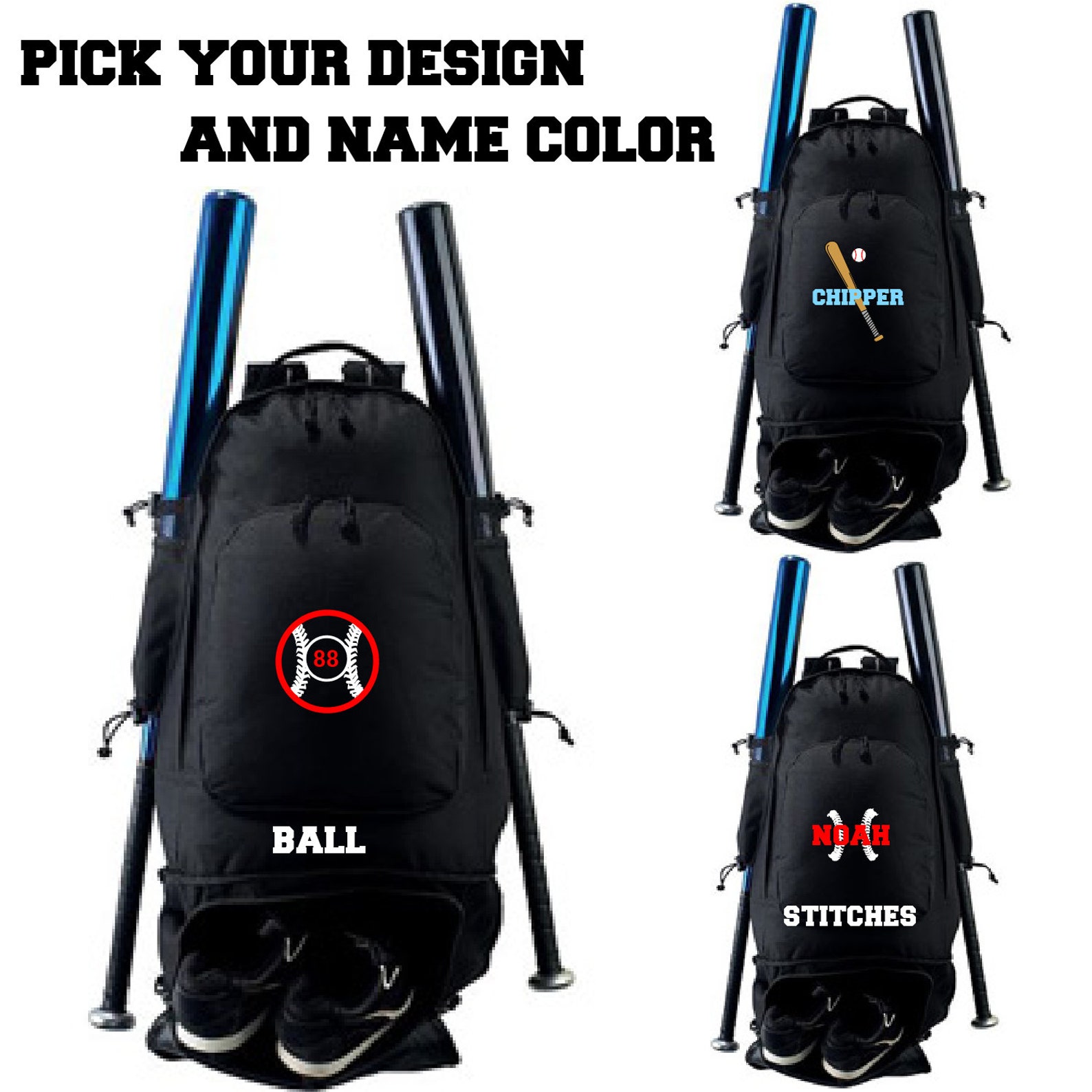 Embroidered Name Expandable Bat Bag, Embroidered Number Bat Bag ...