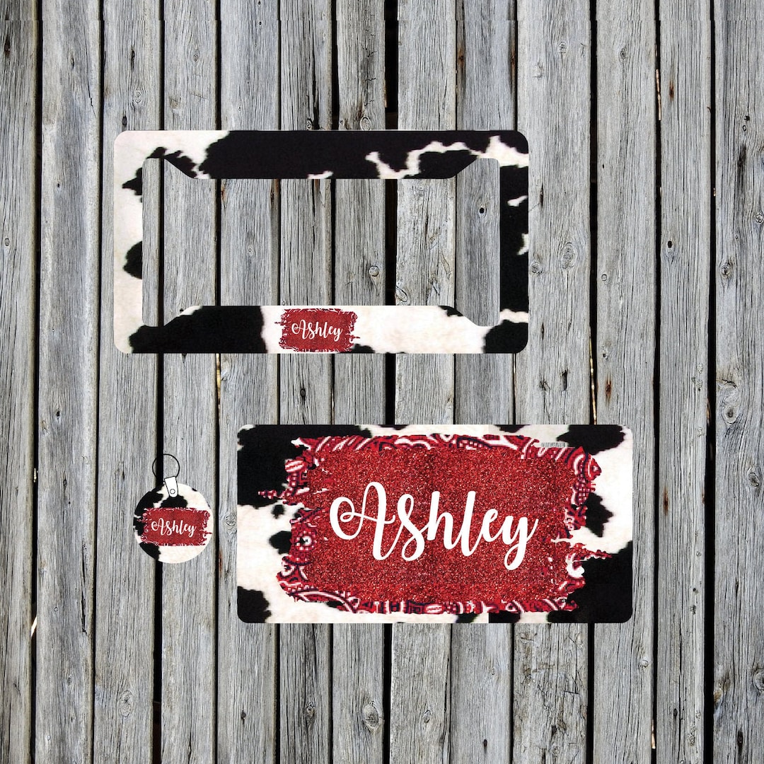 Cow Print Monogram License Plate Personalized License Plate - Etsy