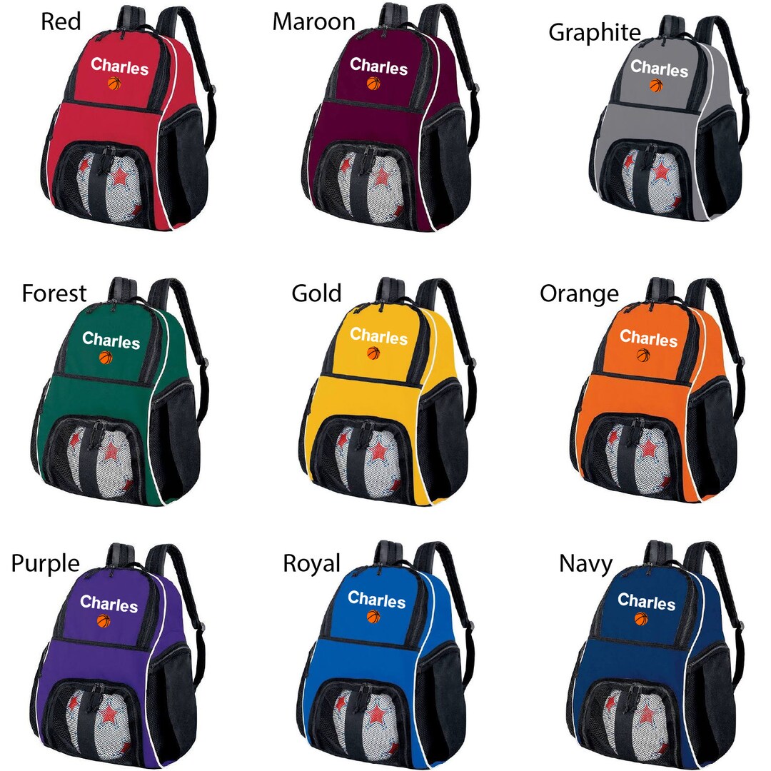 Name With Basketball Backpack, Name Basketball Backpack, Embroidered ...
