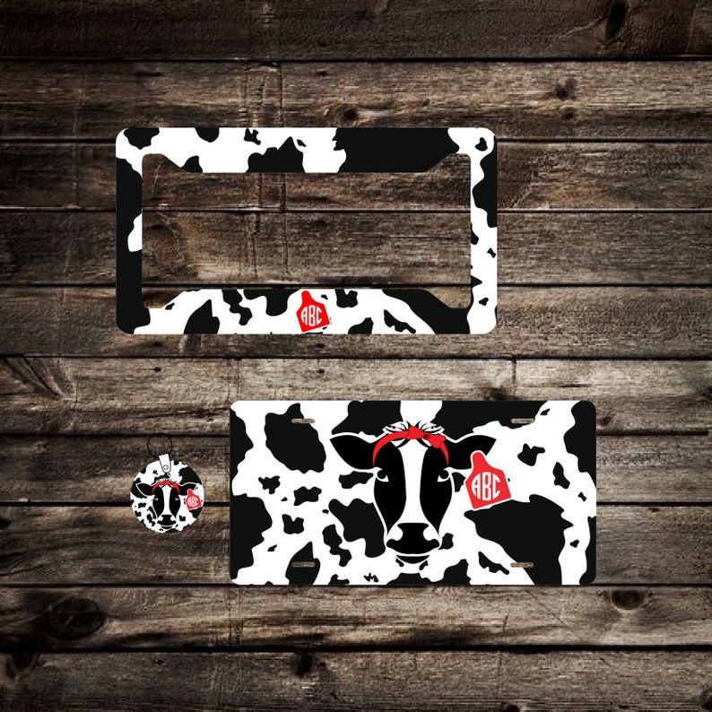 Cow Print Monogram License Plate Personalized License Plate - Etsy