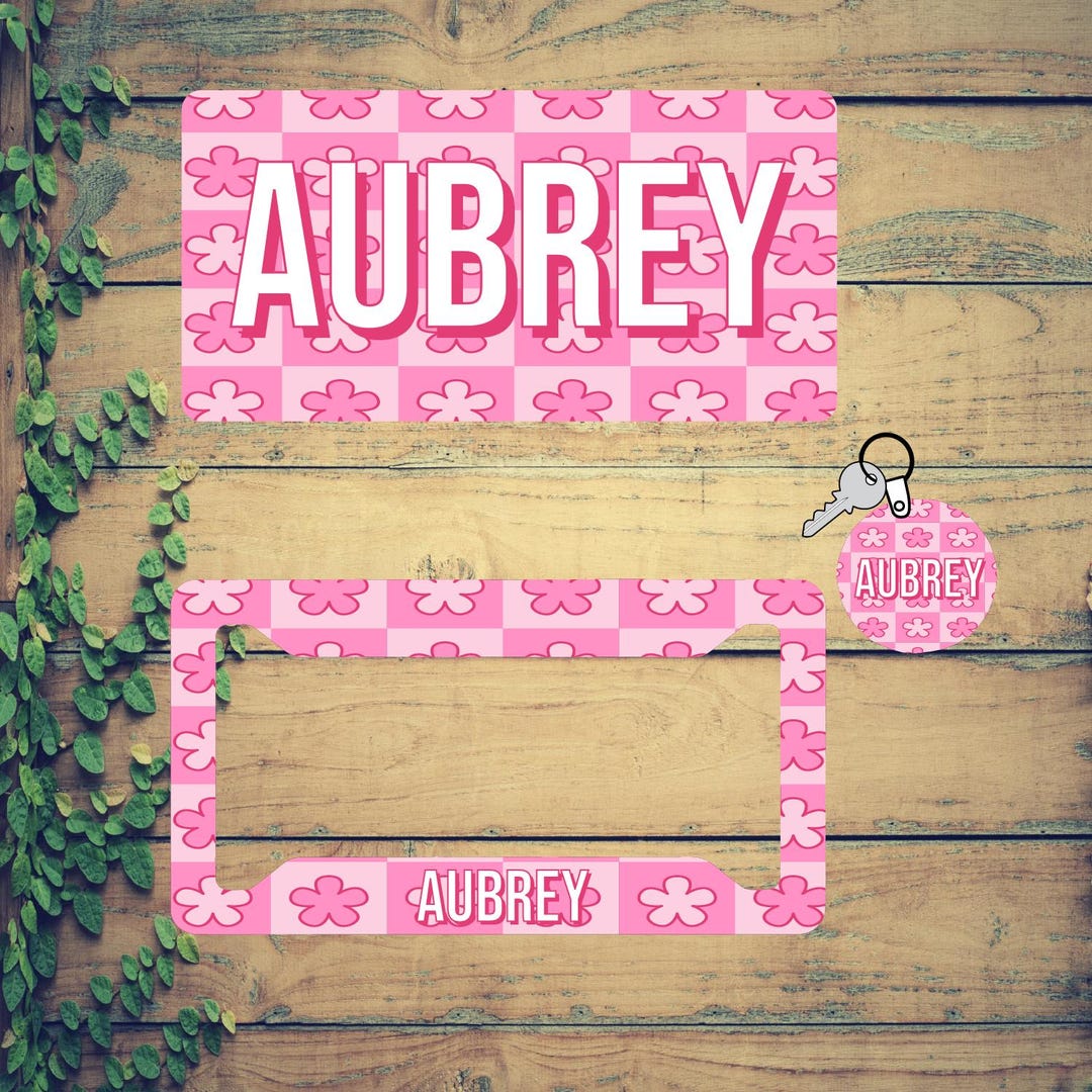 Pink Flower Monogram License Plate, Personalized License Plate, Custom ...