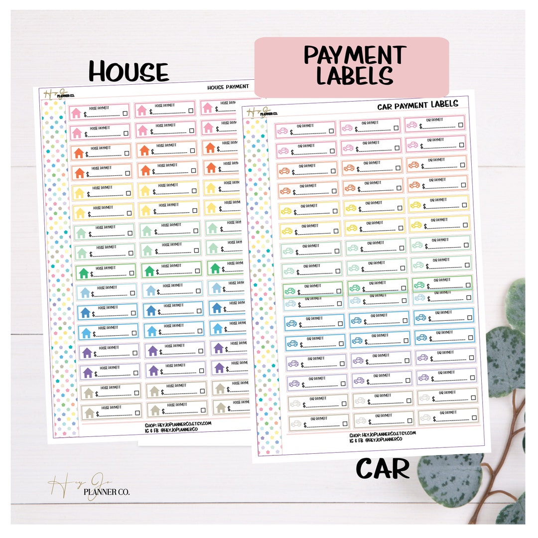 Payment Labels, House Payment Labels, Car Payment Labels - Etsy