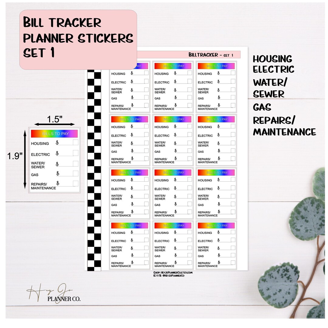 Bill Tracker Planner Stickers, Bill Pay Labels, Bill Tracker Stickers ...
