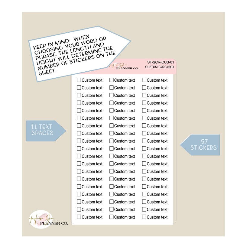 Custom Checkbox Sticker Bundle, 3 Personalized Planner Sheets - Etsy