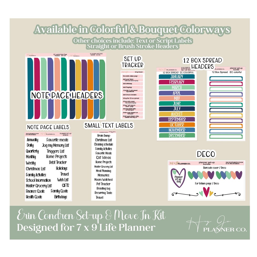 Erin Condren Setup and Move-in 7x9 Life Planner Sticker Bundle - Etsy