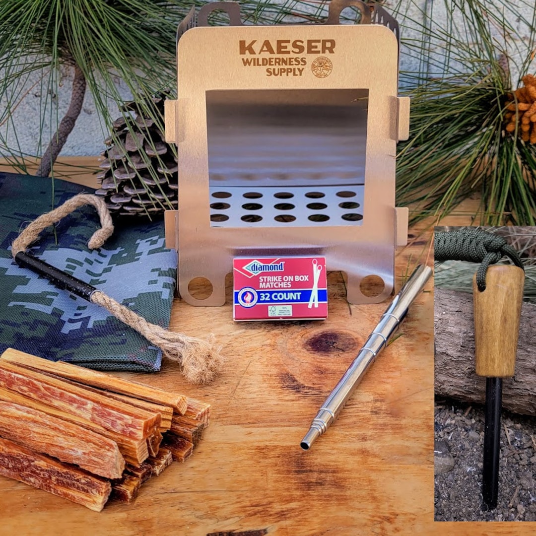 Wood Burning Folding Stove Ferro Rod Fatwood - Etsy