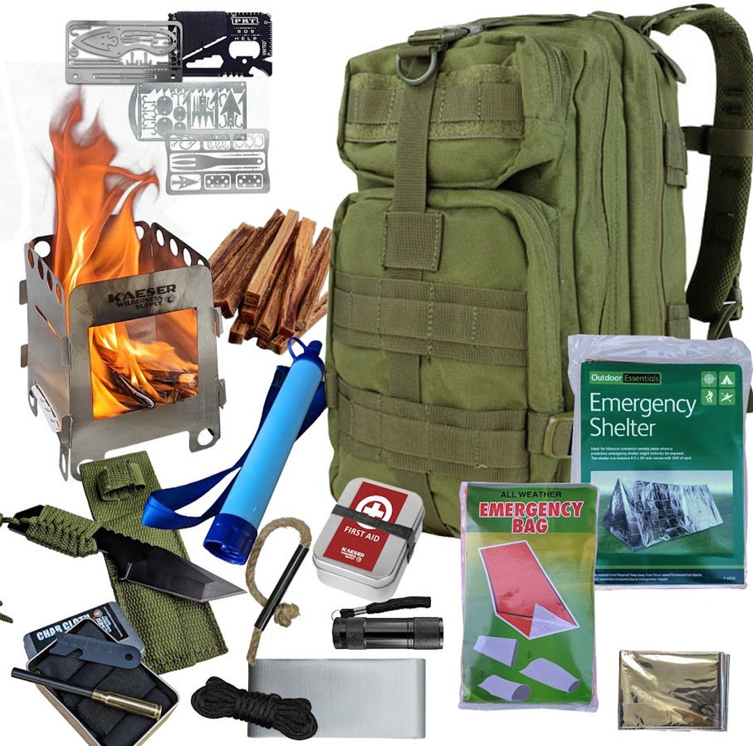 Go Bag Kit Survival Emergency Bushcraft Water Filter Ferro Rod Tinder ...