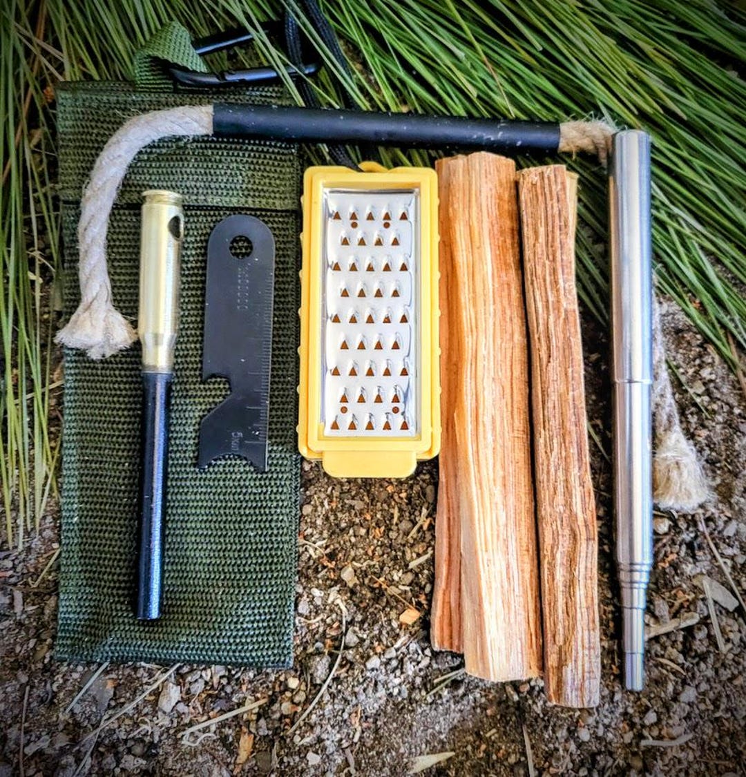 Survival Fire Starting Gear Fatwood Ferro Rod Tinder Wick Striker ...