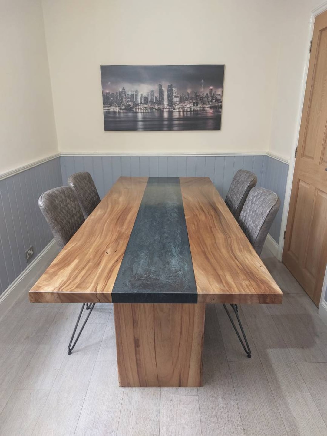 Live Edge Marble Effect River Table Made From Central American Walnut ...