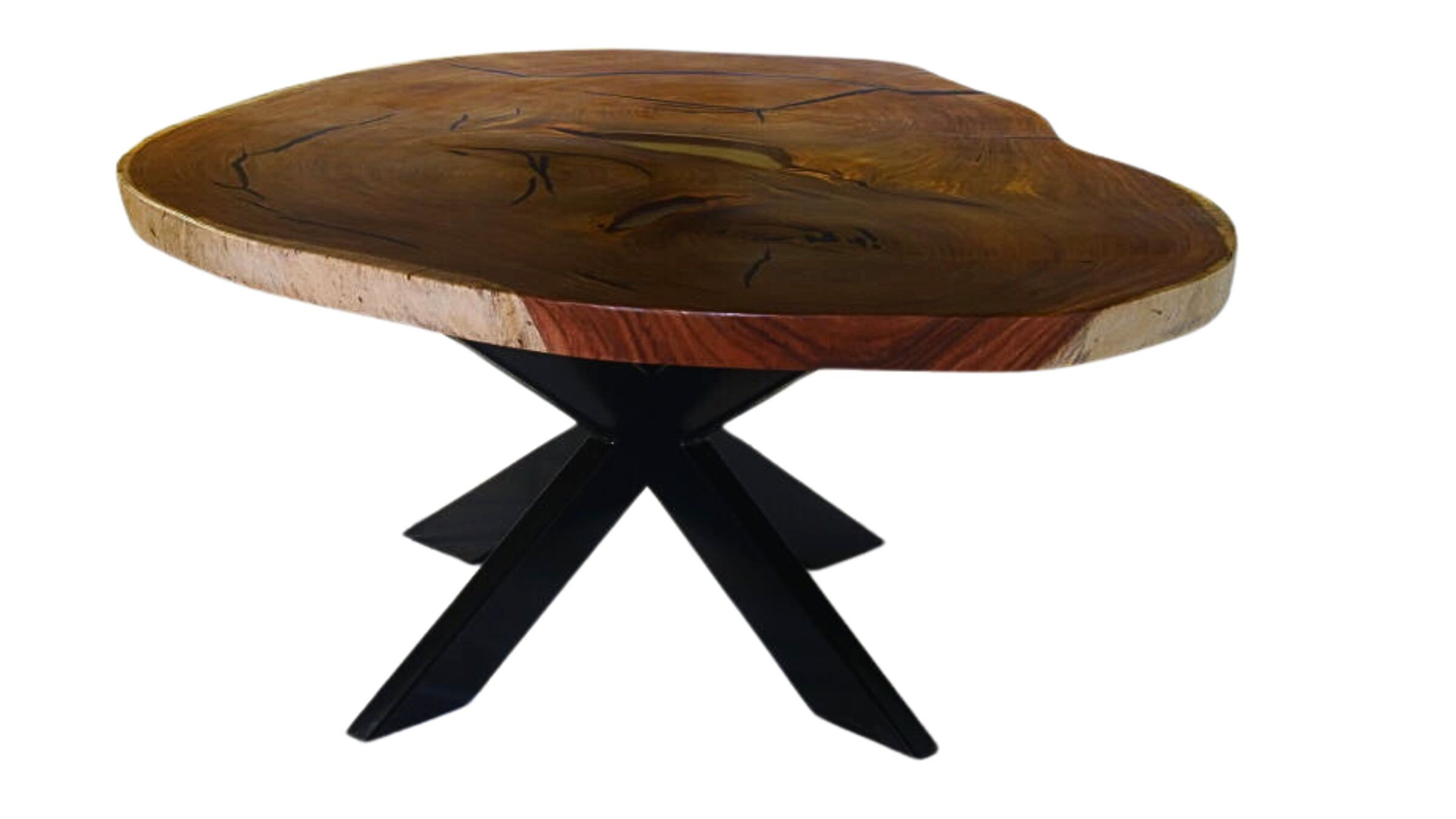 Live Edge Round Dining Table Large Rustic Table Light Walnut Crosscut ...