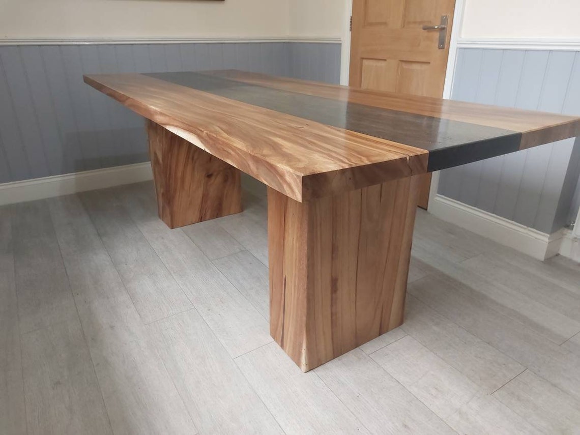 Live Edge Marble Effect River Table Made From Central American Walnut ...