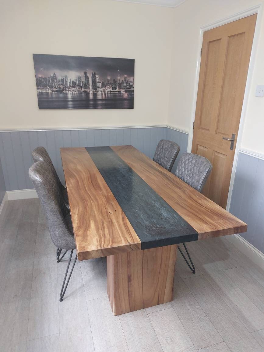 Live Edge Marble Effect River Table Made From Central American Walnut ...