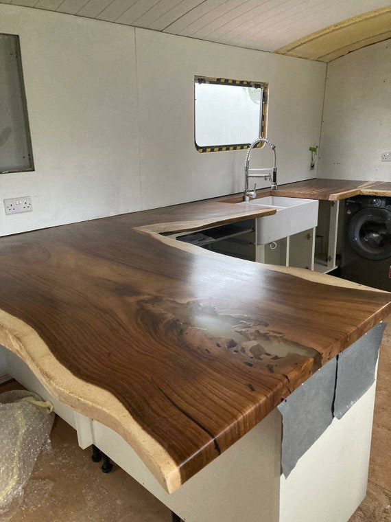 Bespoke Rustic Live Edge Solid Wood Kitchen Worktops and - Etsy